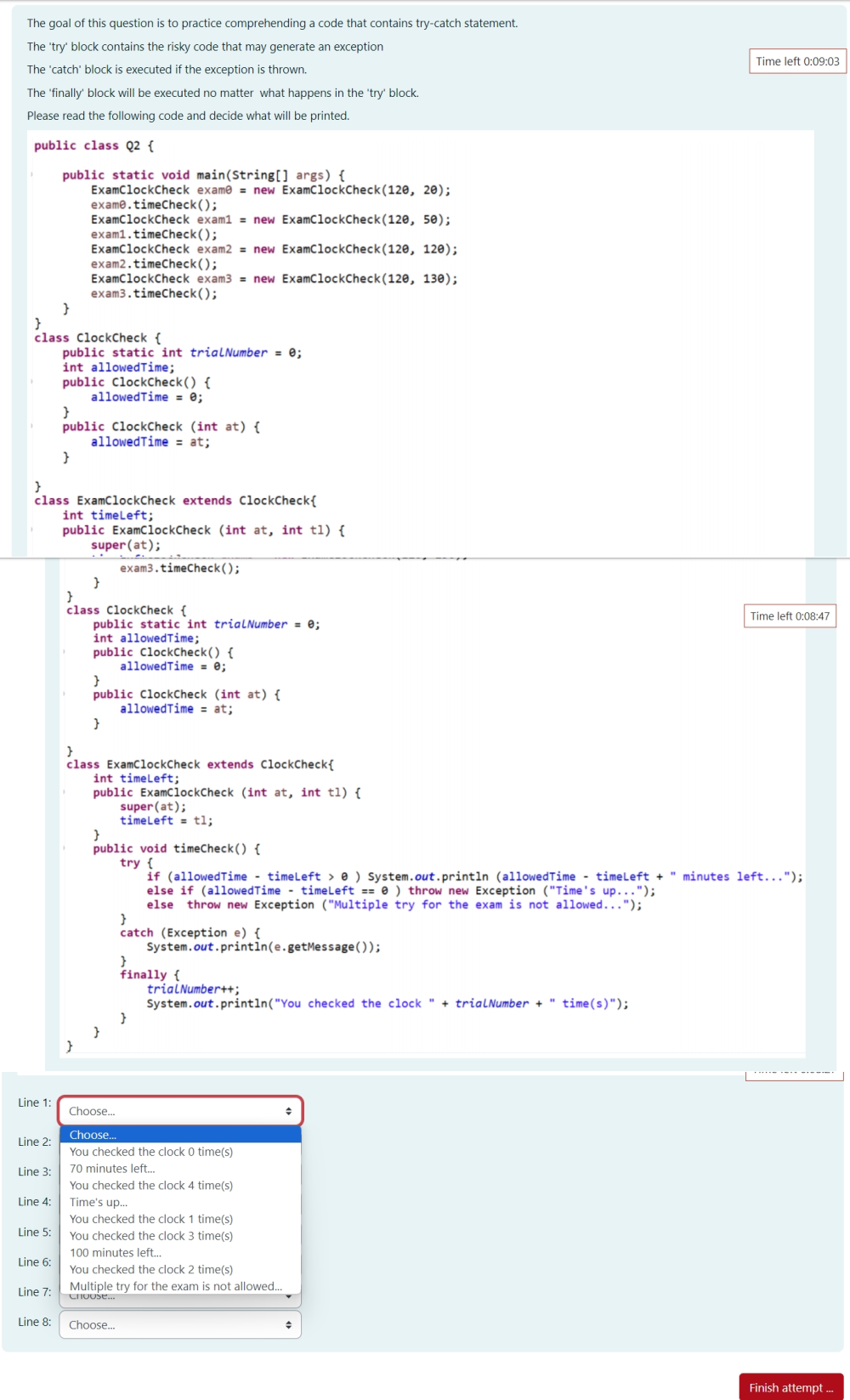 Solved super(at);exam3.timeCheck();}}class ClockCheck | Chegg.com