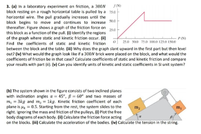 Solved 3. (a) in a laboratory experiment on friction, a 3000 | Chegg.com