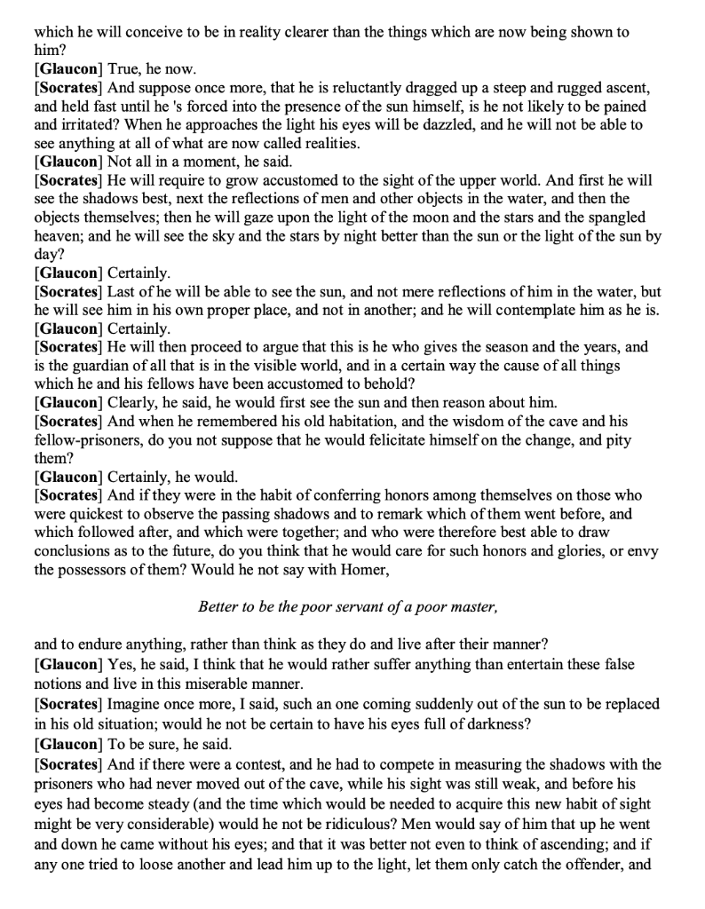 THE ALLEGORY OF THE CAVE From The Republic [Socrates] | Chegg.com