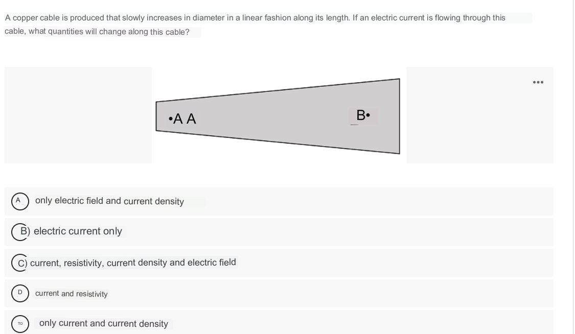 Solved A copper cable is produced that slowly increases in | Chegg.com