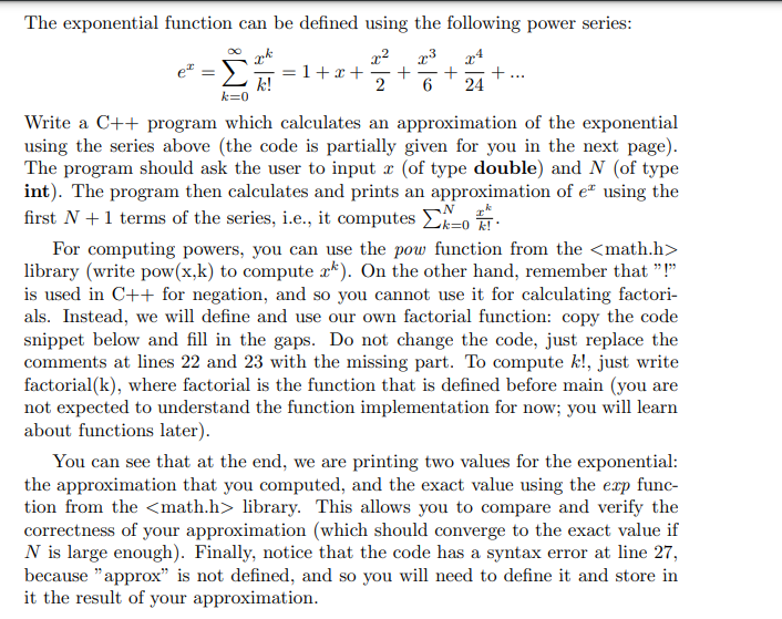 Solved The exponential function can be defined using the | Chegg.com