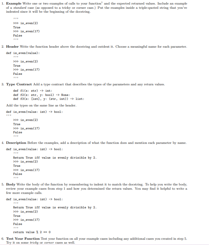 Solved Question 7 Refer To The Function Design Recipe