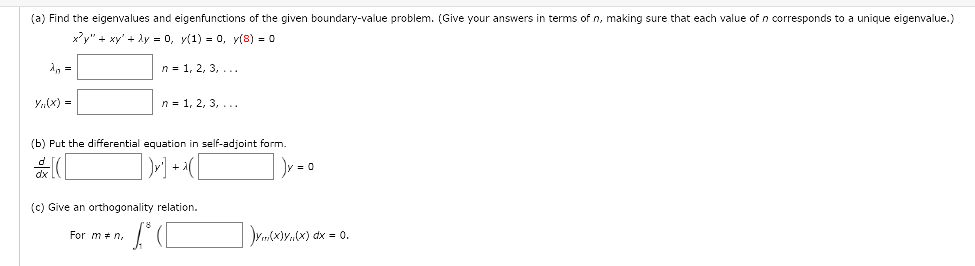 Solved (a) Find the eigenvalues and eigenfunctions of the | Chegg.com