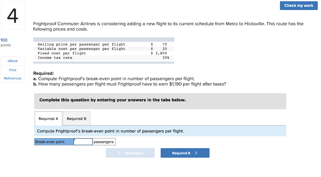Solved Check my work 4 Frightproof Commuter Airlines is | Chegg.com
