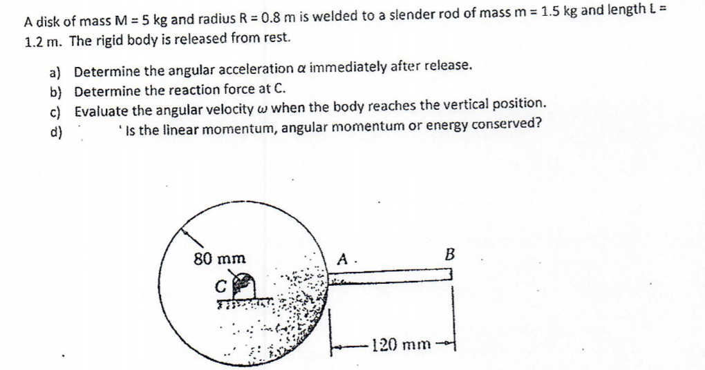 Solved A disk of mass M = 5 kg and radius R = 0.8 m is | Chegg.com