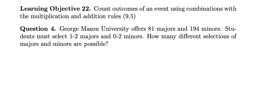 Learning Objective 22. Count outcomes of an event | Chegg.com