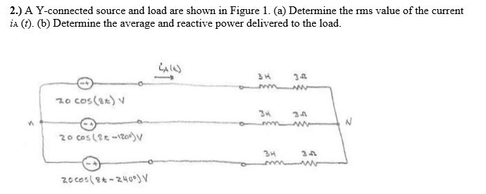 Solved 2.) A Y-connected source and load are shown in Figure | Chegg.com