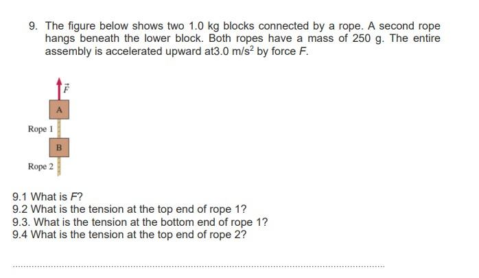 Solved 9. The figure below shows two 1.0 kg blocks connected | Chegg.com