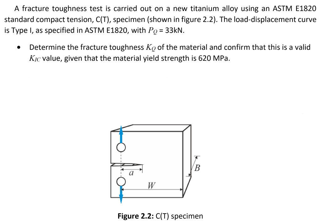 Solved A fracture toughness test is carried out on a new | Chegg.com