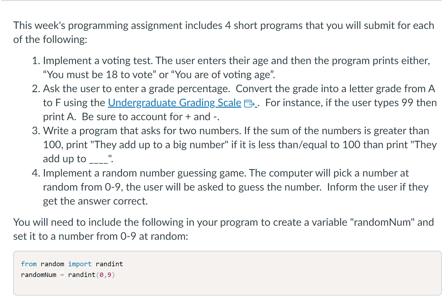 Solved This week's programming assignment includes 4 short | Chegg.com