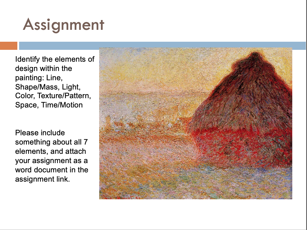 Assignment Identify the elements of design within the | Chegg.com