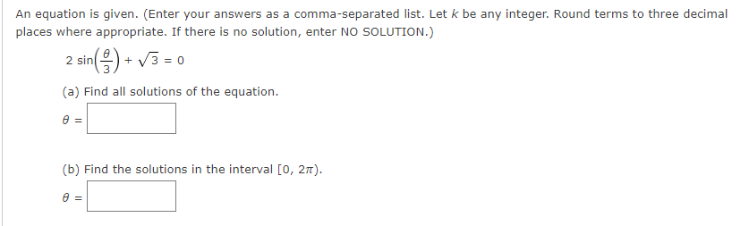 Solved An equation is given. (Enter your answers as a | Chegg.com