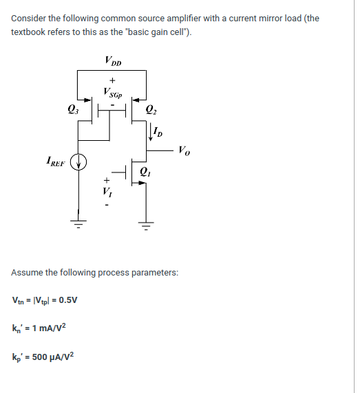 Solved Consider the following common source amplifier with a | Chegg.com