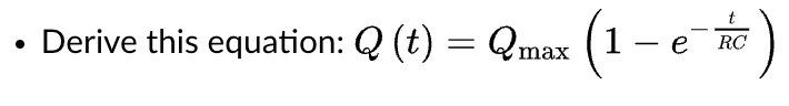 Solved - Derive this equation: Q(t)=Qmax(1−e−RCt) | Chegg.com