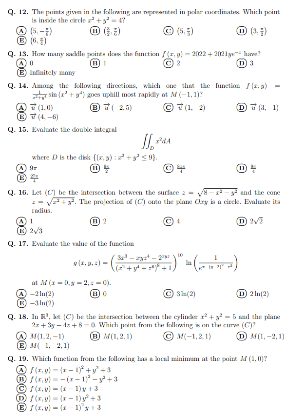 Solved Q. 12. The points given in the following are | Chegg.com