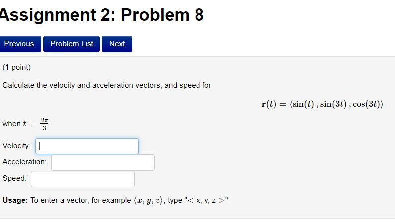 Solved Assignment 2 Problem 8 Previous Problem List Next 1