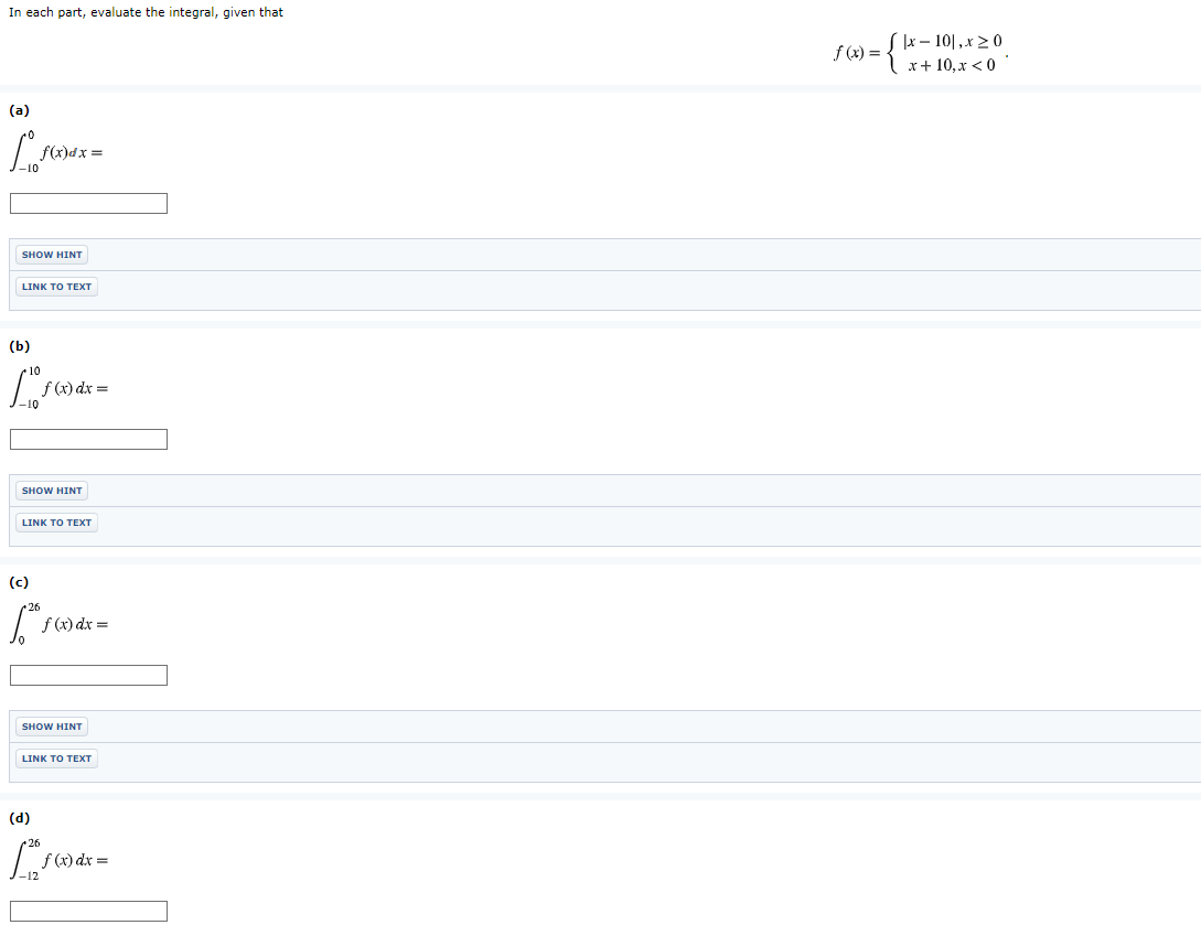 Solved In each part, evaluate the integral, given that f (x) | Chegg.com