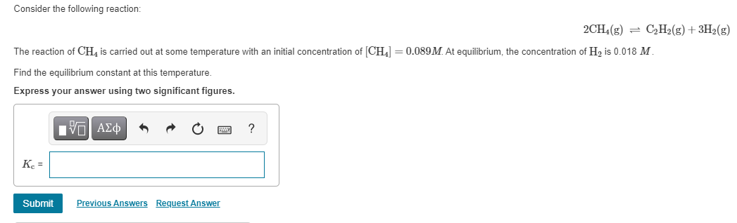 Solved Consider the following reaction: 2CH(g) = C2H2(g) + | Chegg.com