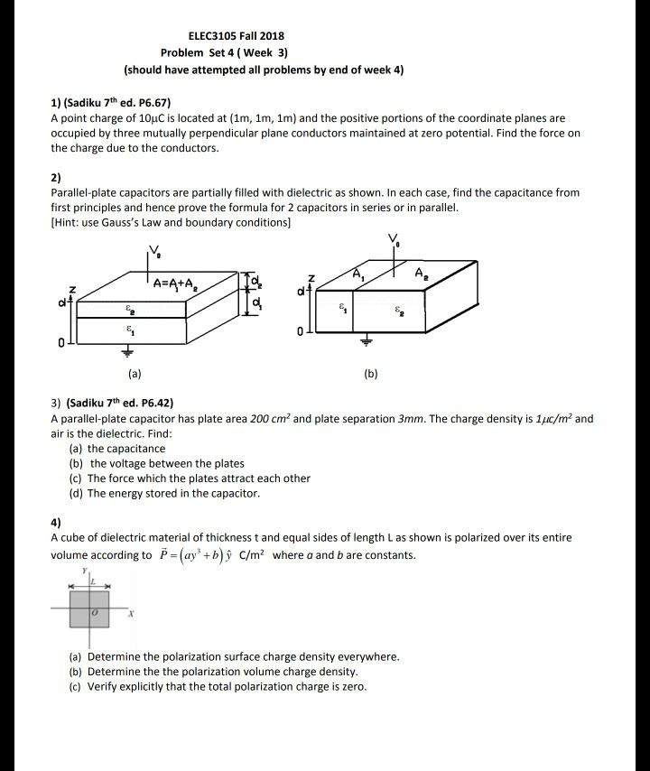 Solved ELEC3105 Fall 2018 Problem Set 4 (Week 3) (should | Chegg.com