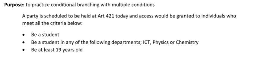 Solved Purpose: to practice conditional branching with | Chegg.com