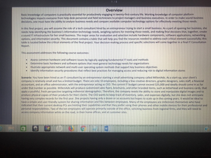Solved Overview Basic knowledge of computers is practically | Chegg.com