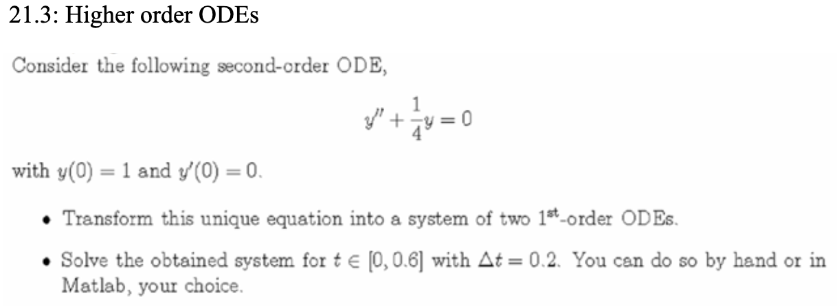 Consider the following second-order ODE, y′′+41y=0 | Chegg.com