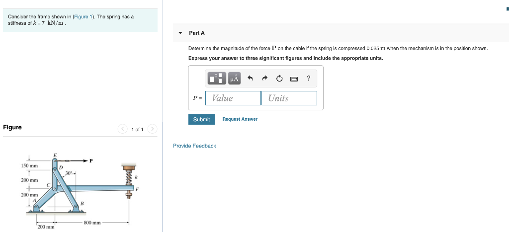Solved Consider the frame shown in (Figure 1). The spring | Chegg.com