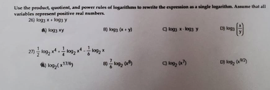 Solved Use the product, quotient, and power rules of | Chegg.com