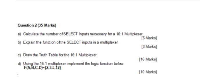 Solved Question 2(35 Marks) a) Calculate the number ofSELECT | Chegg.com