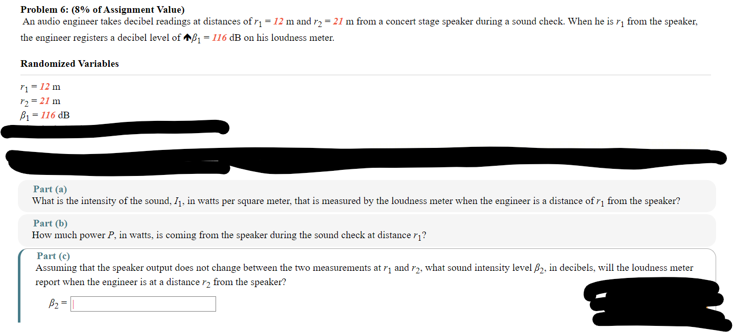 Solved Problem 6: (8% ﻿of Assignment Value)An audio engineer | Chegg.com