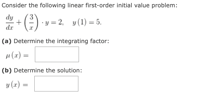 Solved Consider the following linear first-order initial | Chegg.com