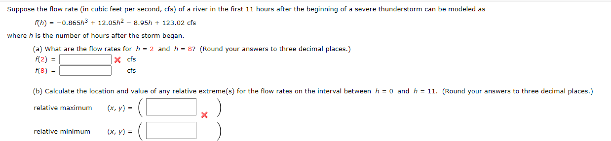 Solved Suppose The Flow Rate In Cubic Feet Per Second Cfs