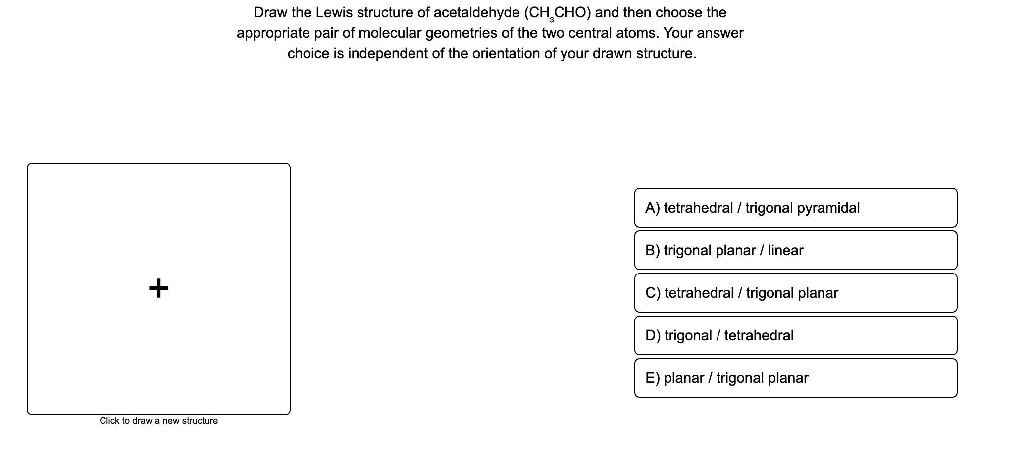 Solved Draw the Lewis structure of acetaldehyde (CH CHO) and | Chegg.com