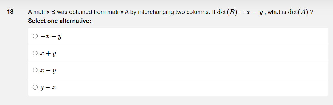 Solved A matrix B was obtained from matrix A by | Chegg.com
