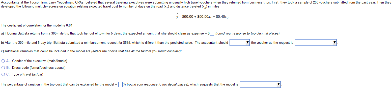 Solved developed the following multiple-regression equation | Chegg.com