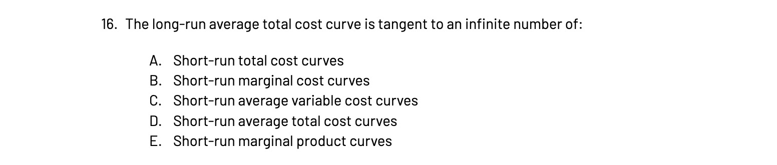Solved The long-run average total cost curve is tangent to | Chegg.com
