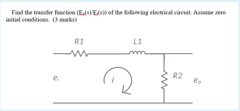 Solved Find the transfer function (E.(S)/E:()) of the | Chegg.com