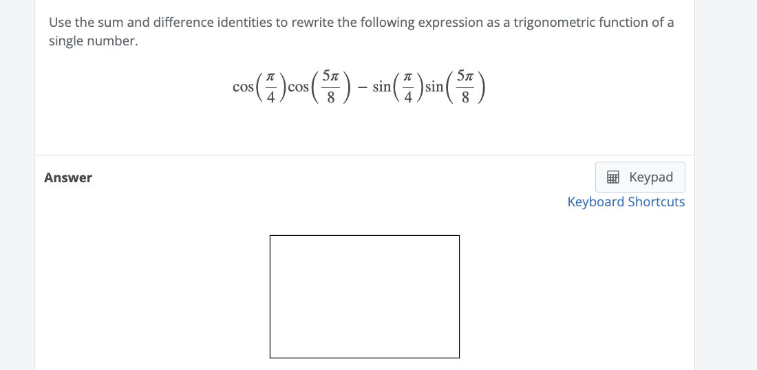 Solved Use the sum and difference identities to rewrite the | Chegg.com