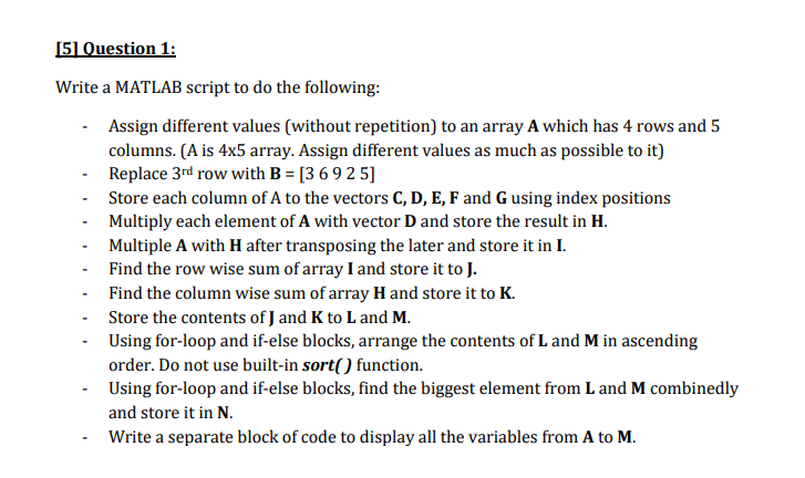 Solved Write a MATLAB script to do the following: - Assign | Chegg.com
