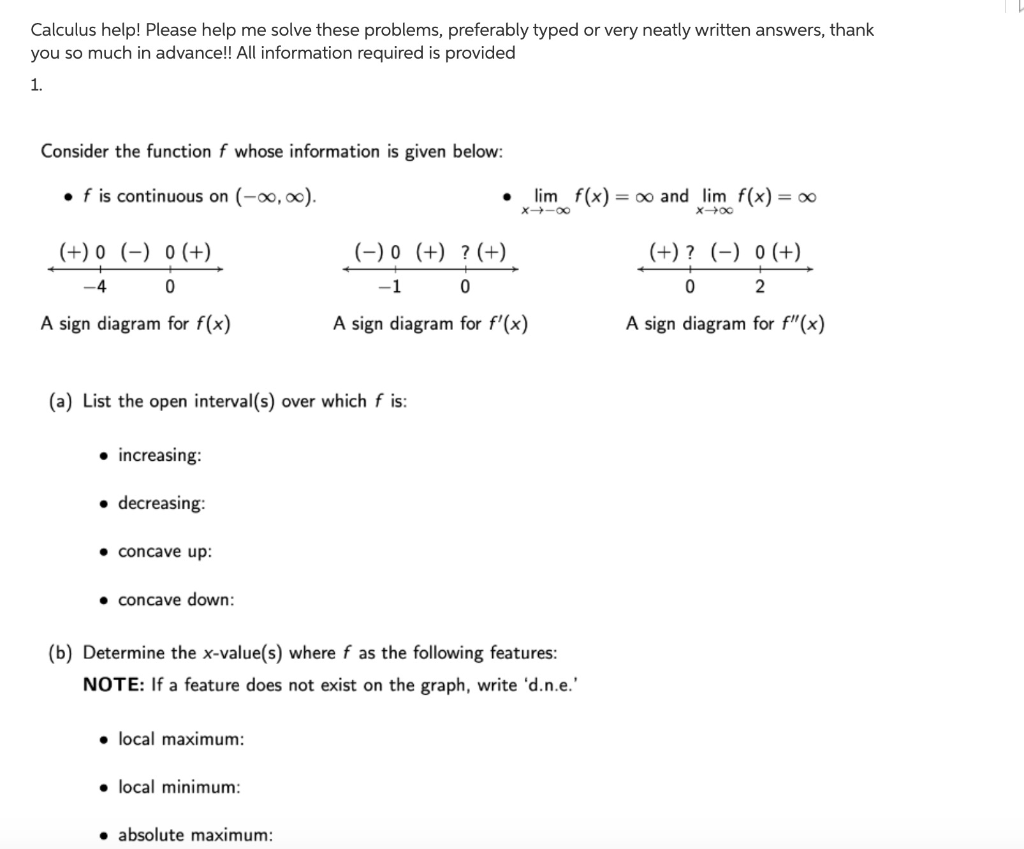 Solved Calculus help! Please help me solve these problems, | Chegg.com