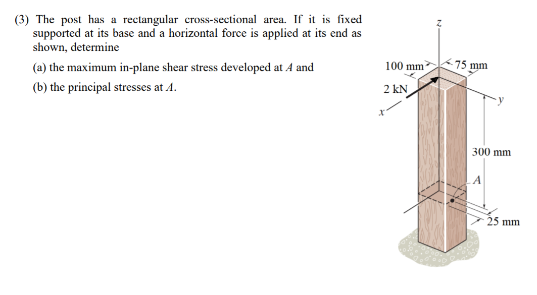 Solved (3) The post has a rectangular cross-sectional area. | Chegg.com