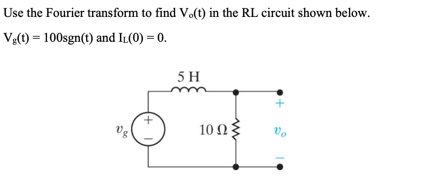 Solved Use the Fourier transform to find Vo(t) in the RL | Chegg.com