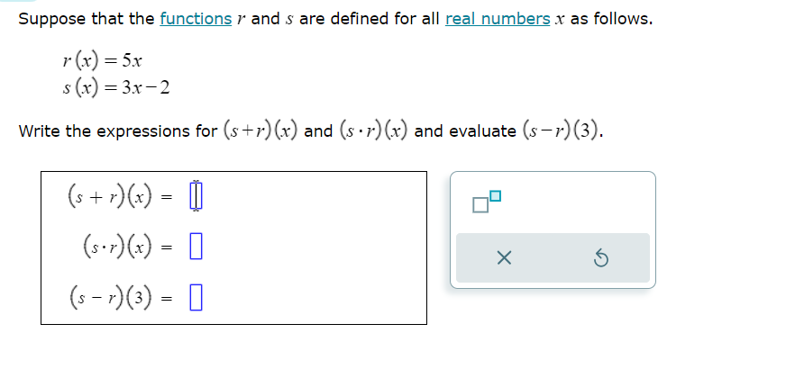 Solved Suppose that the functions r ﻿and s ﻿are defined for | Chegg.com