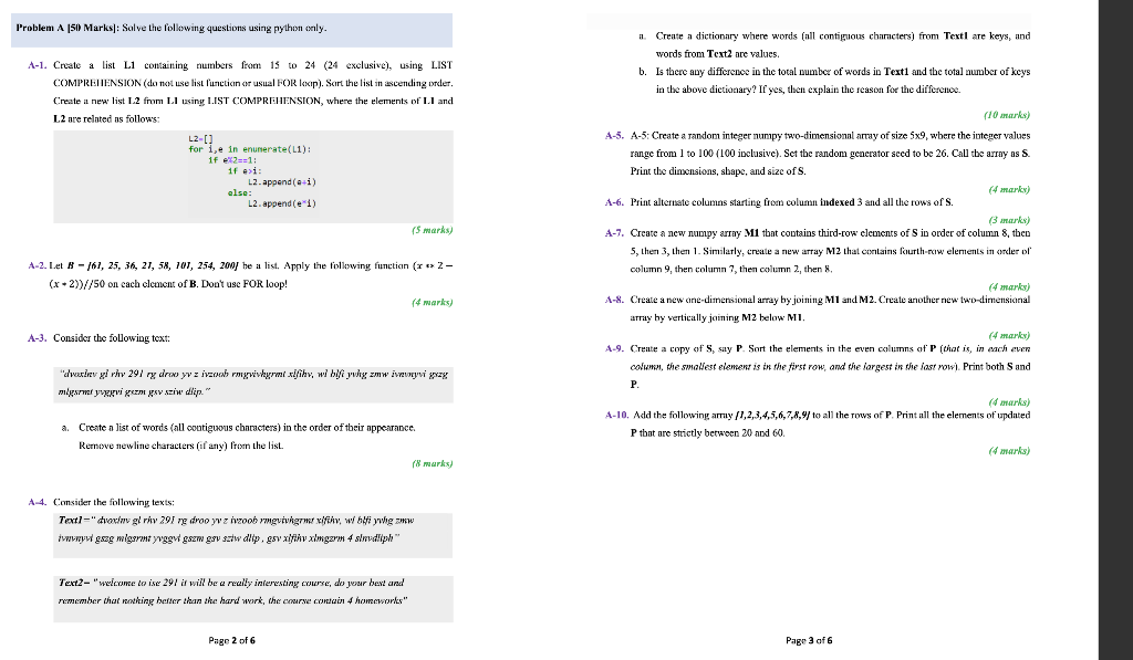 Solved Problem A [50 Marks]: Solve the following questions | Chegg.com