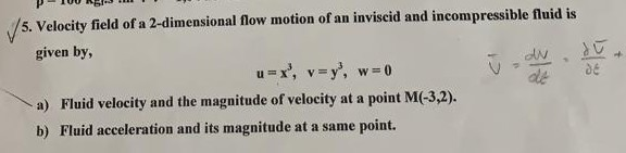 Solved PTUURBIJ + 5. Velocity field of a 2-dimensional flow | Chegg.com