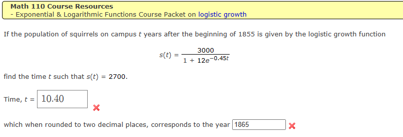 Solved Math 110 ﻿Course ResourcesExponential & Logarithmic | Chegg.com
