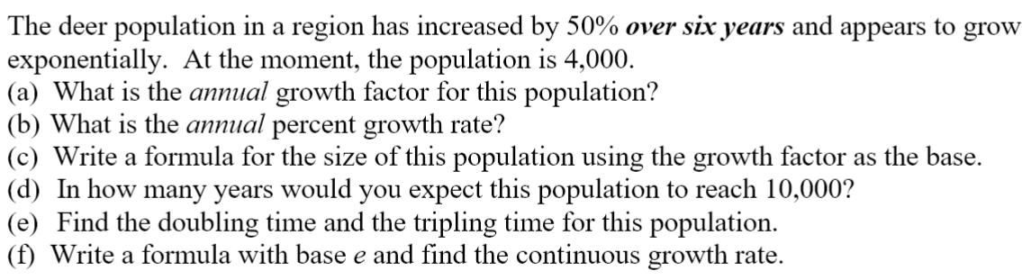 Solved The deer population in a region has increased by 50% | Chegg.com
