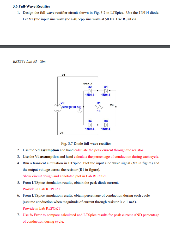 Solved 3.6 Full-Wave Rectifier 1. Design the full-wave | Chegg.com