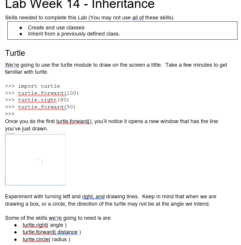 Solved Lab Week 14 - Inheritance Skills needed to complete | Chegg.com