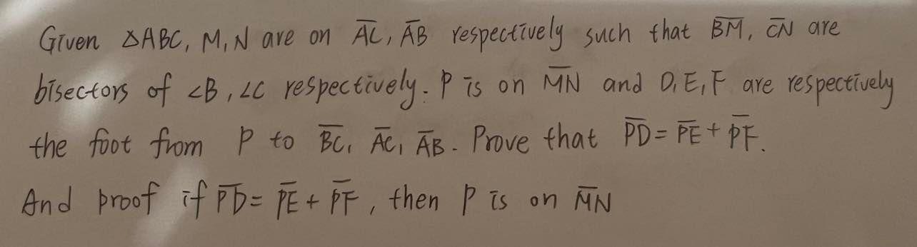 Solved Given ABC,M,N are on AC,AB respectively such that | Chegg.com
